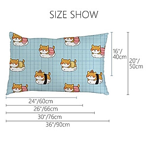 Pillowcase Set of 2 Cute Dog Striped Blue Animal Pillow Cover Pillow Sham for Long Pillow Standard Size 20X26 Inch