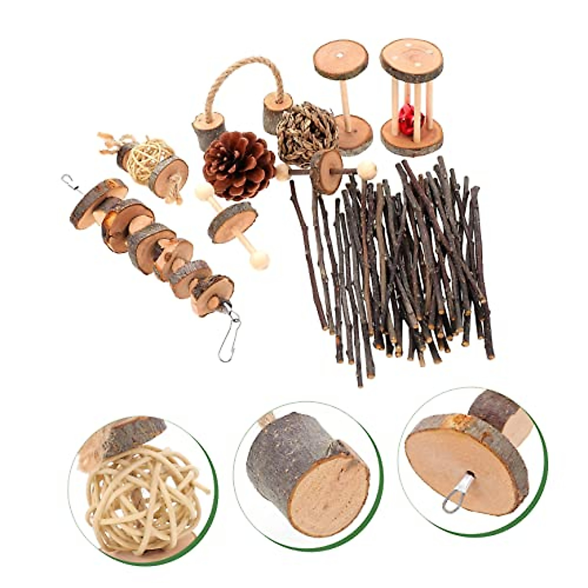 iplusmile 3 Sets Chinchilla Cage Accessories Small Animal Toys Birds Toys Wooden Bunny Toy Pet Bunny Tooth Rabbit Wood Chew Toys Biting Small Toys Rabbit Chew Toy Guinea Pig Molar Toy Sports