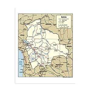 HISTORIX 2006 Bolivia Map Poster - 24x30 Inch Map of Bolivia in South America Poster - Map of Bolivia Showing Sucre Santa Cruz and La Paz Bolivia Map Print
