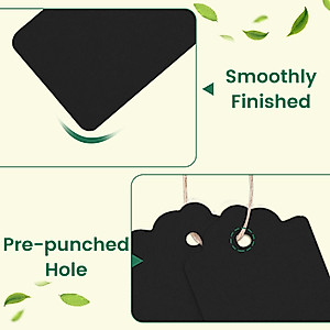 125pcs Black Paper Gift Tags with Free 200 Root Natural Jute Twine