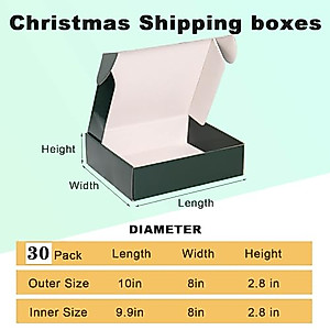 Christmas Shipping Boxes Medium, 10x8x2.8" 30 Pack Merry Christmas Cardboard Boxes, Gift Small Boxes for Shipping Mailing Small Business
