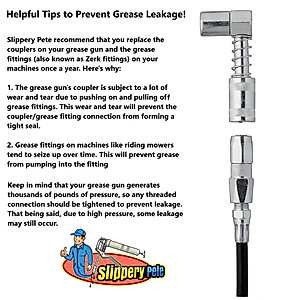 Slippery Pete 90 Degree Grease Coupler Snaps on to Grease Fittings in Tight Spaces