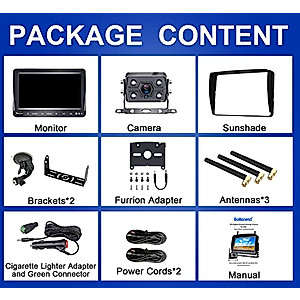 DoHonest RV Backup Camera Wireless HD 1080P 7'' Rear View DVR Monitor Kit 4 Channels Bluetooth Trailer Reverse Cam Adapter for Furrion Pre-Wired RVs Truck Van Infrared Night Vision Waterproof S19