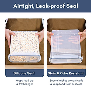 Moretoes Cereal Containers, 6pcs 4L 135oz Plastic Cereal Pantry Containers with Measuring Spoons, for Flour, Sugar, Rice