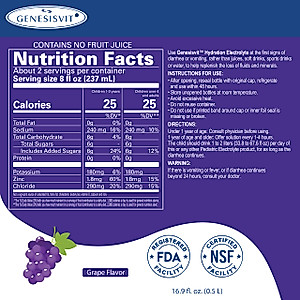 ALFA VITAMINS GenesisVit Electrolyte Solution, Hydration Drink, 12 Bottles, 16.9 fl oz Each - 12 Pack (Grape)