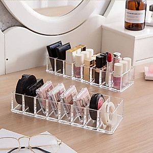 Weiai Clear Acrylic Compact Organizer, Blushes Highlighters Eyeshadow Powder Makeup Organizer Holder for Vanity, 8 Slots