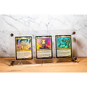 Trading Card Frame Holder Stand Display - 3 Card Slots Clear Acrylic UV Filtering Screwdown