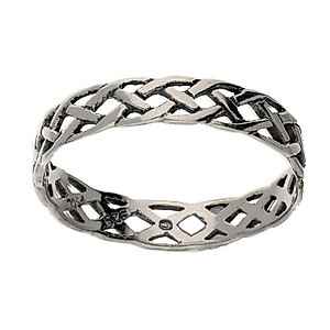 Narrow 4mm Neverending Celtic Knot Sterling Silver Pinky Band Ring Size 7(Sizes 3,4,5,6,7,8,9,10,11,12,13,14,15,16)