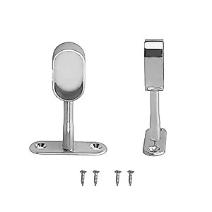 Yinpecly 0.63" x 1.18"(WxL) Zinc Alloy Oval Closet Rod Support Bracket Without Screws for Cupboard Clothes Hanging Wardrobe Silver Tone 2pcs
