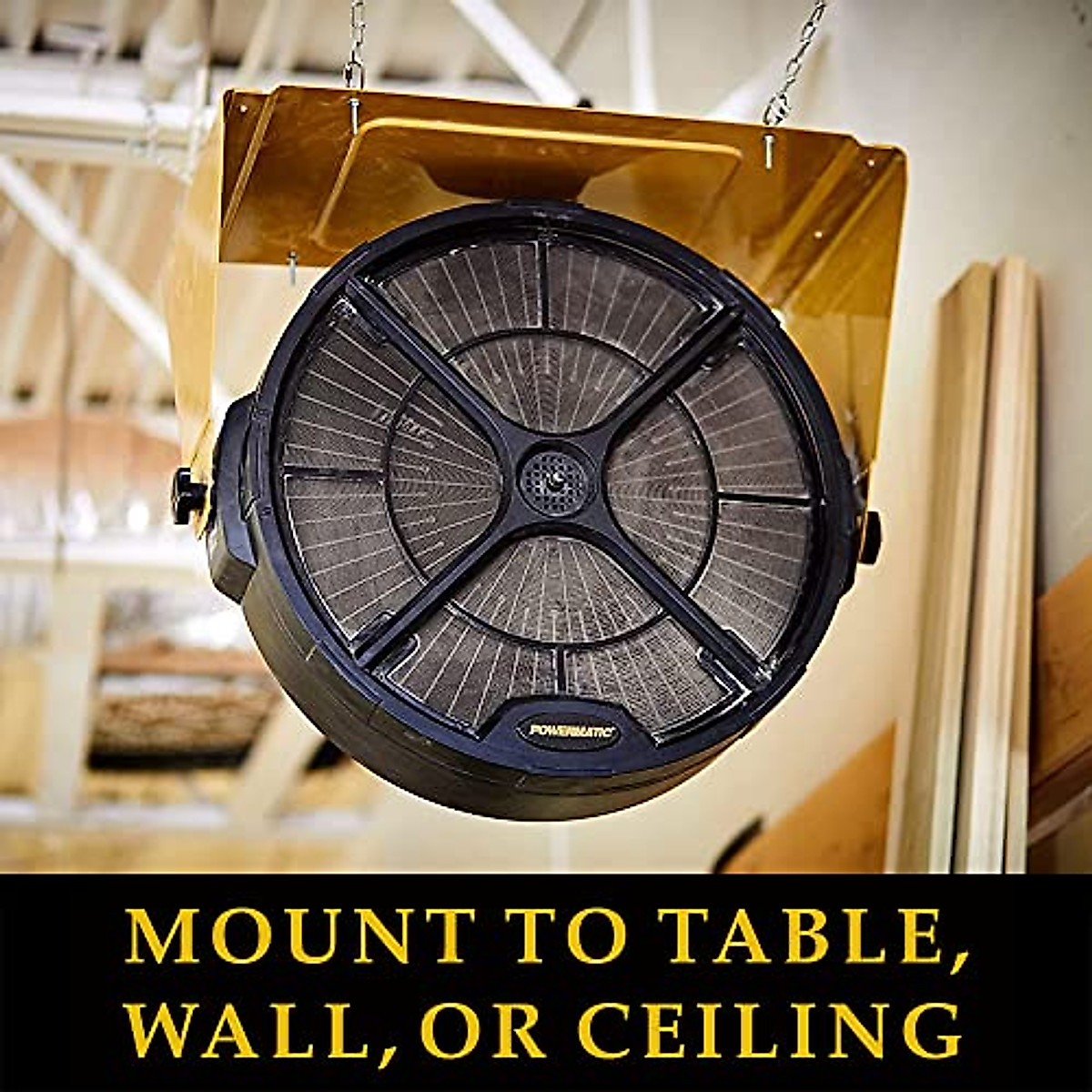 Powermatic PM1250 Electrostatic Air Filtration System, 0.1 Micron Filter, 754 CFM, 1Ph 120V (1791331), Yellow