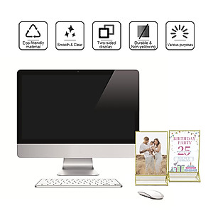 GPYG 6 Pack 5x7 Acrylic Sign Holder, Double Side Clear Sign Holders Picture Photo Frames, Menu Flyer Document Paper Display Stand for Office, Store, Table Number Holders for Wedding Party