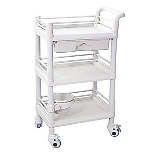 for Storage Organizer,Shelving Unit on Wheels,Hospital Equipment Trolley with Drawer/White/54 * 37 * 98Cm, PIBM, White, 54 * 37 * 98Cm