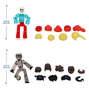 Zing StikBot Action Pack Hairstyle Bundle - Collectible Action Figures and Accessories, Includes 2 Stikbots and 2 Sets of Hairstyle Accessories, Stop Motion Animation, Ages 4 and Up (Set A)