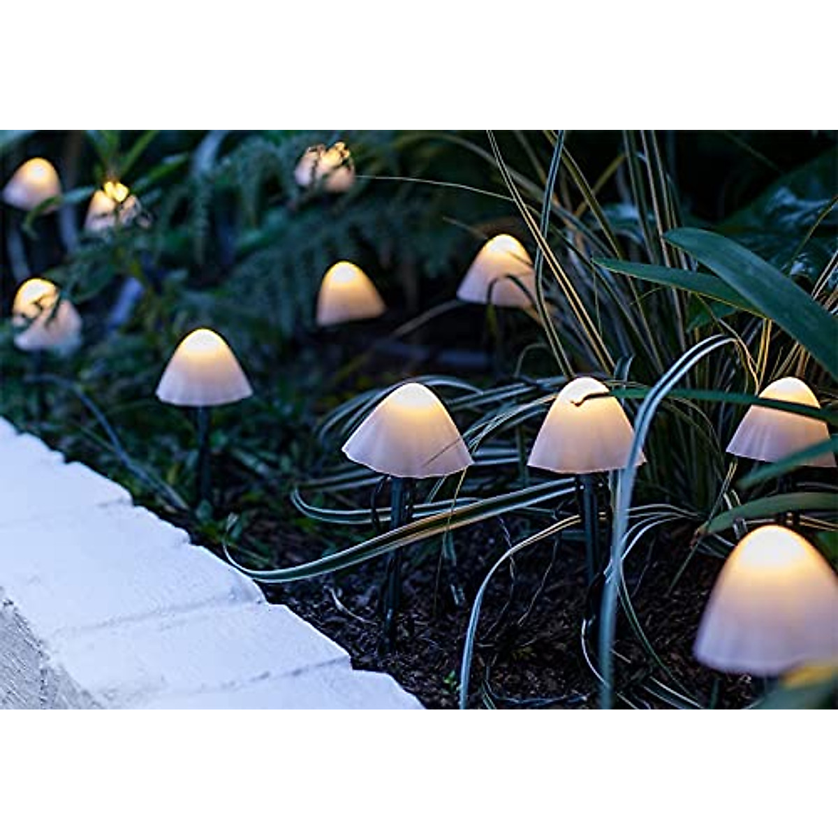 Mushroom String Lights Solar 12FT 12 LEDs Pathway Lights Waterproof Mushroom LED Fairy Lights Outdoor Mini Ground Plug Light for Christmas Yard Patio Gazebo Garden Party Landscape Light, Warm White