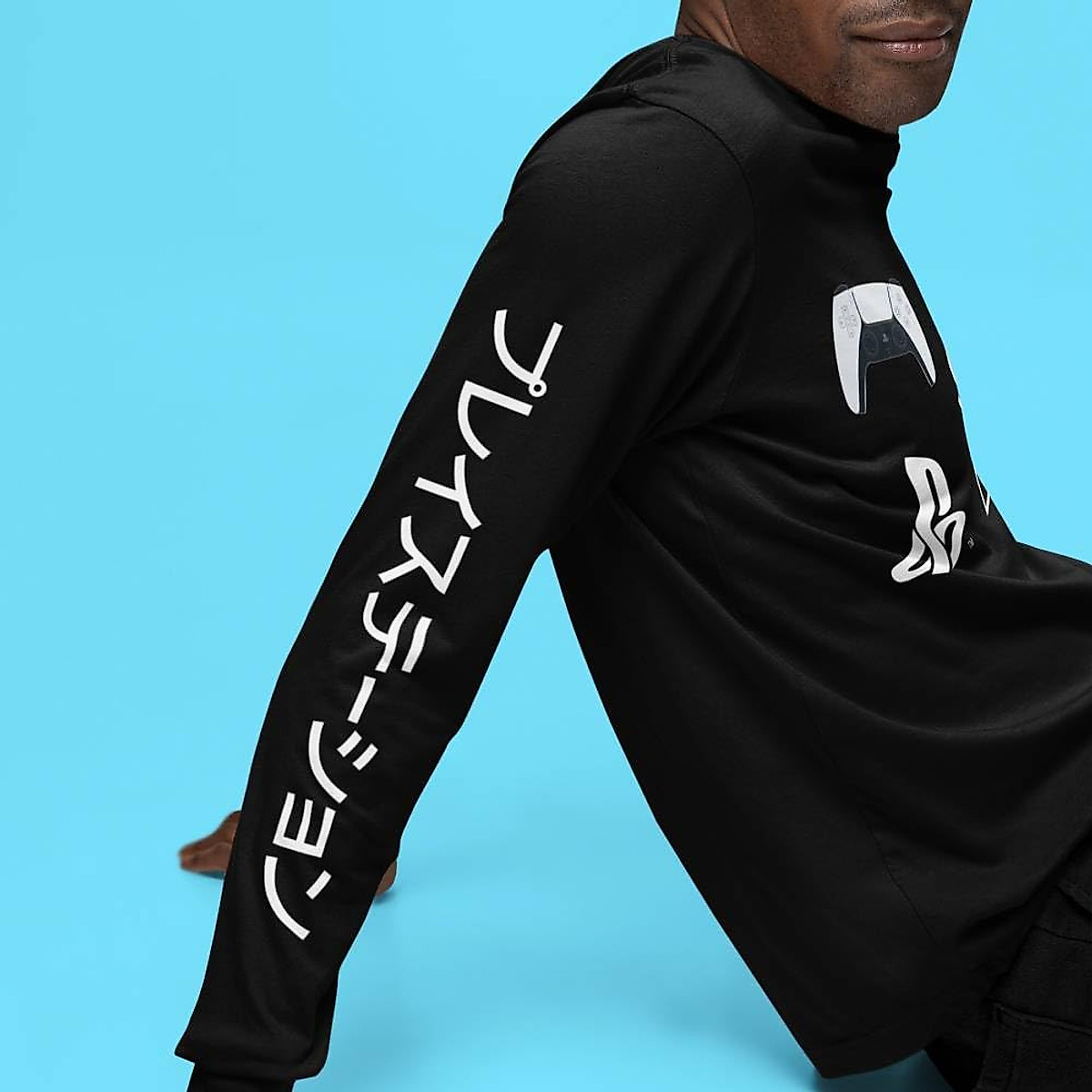 Ripple Junction Sony PlayStation Men’s Long Sleeve T-Shirt Controller, Logo, and Buttons XL Black