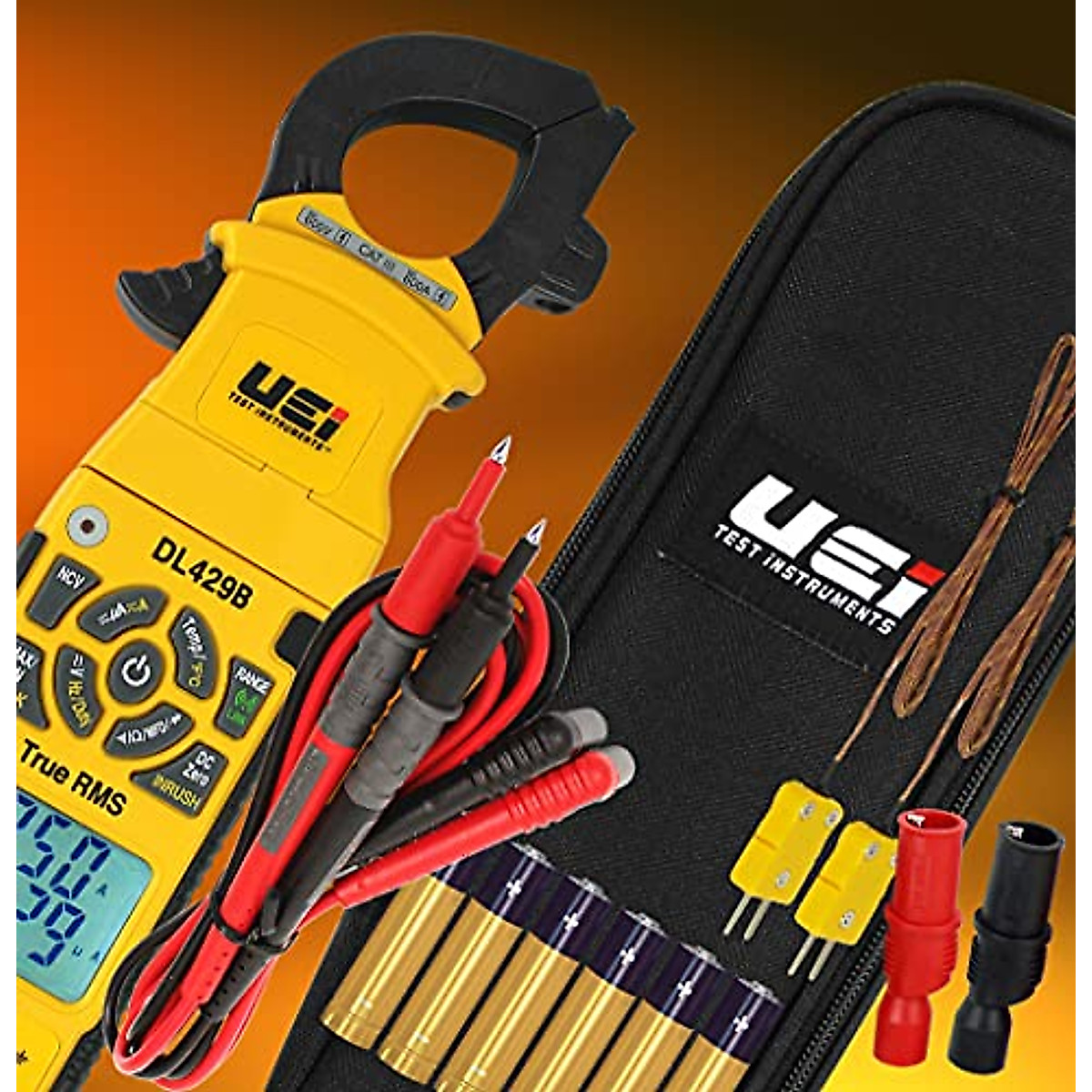 UEi Test Instruments DL429B Digital HVAC Clamp Meter True RMS Wireless Multimeter Auto-ranging 6000 Counts Voltage Tester, Measures Inrush AC/DC Current Temperature Capacitance Resistance Diodes NCV