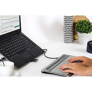 BakkerElkhuizen S-Board 840 Keyboard Ergonomic Compact, Lightweight for use with Laptop and Desktop PCs., an Integrated Numeric pad, a Larger Enter Key, and Two USB Ports.