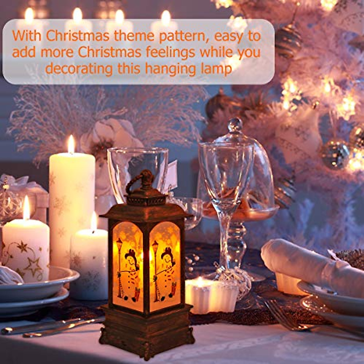 Veemoon Christmas Lanterns Light Lighted Christmas, Fall Snow Globe Lantern, Thanksgiving Candle Light Lamp Snow Globe for Fall Harvest Day Home Fall Decor Gift Xmas Wind Light