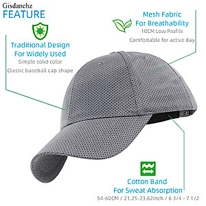 Gisdanchz Sports Cap Summer Golf Hats for Men Mesh Golf Hats Trucker Hat Mens Womens Baseball Caps Low Profile Summer Cooling Hat for Men Outdoor Runner Cycling Cap Gray