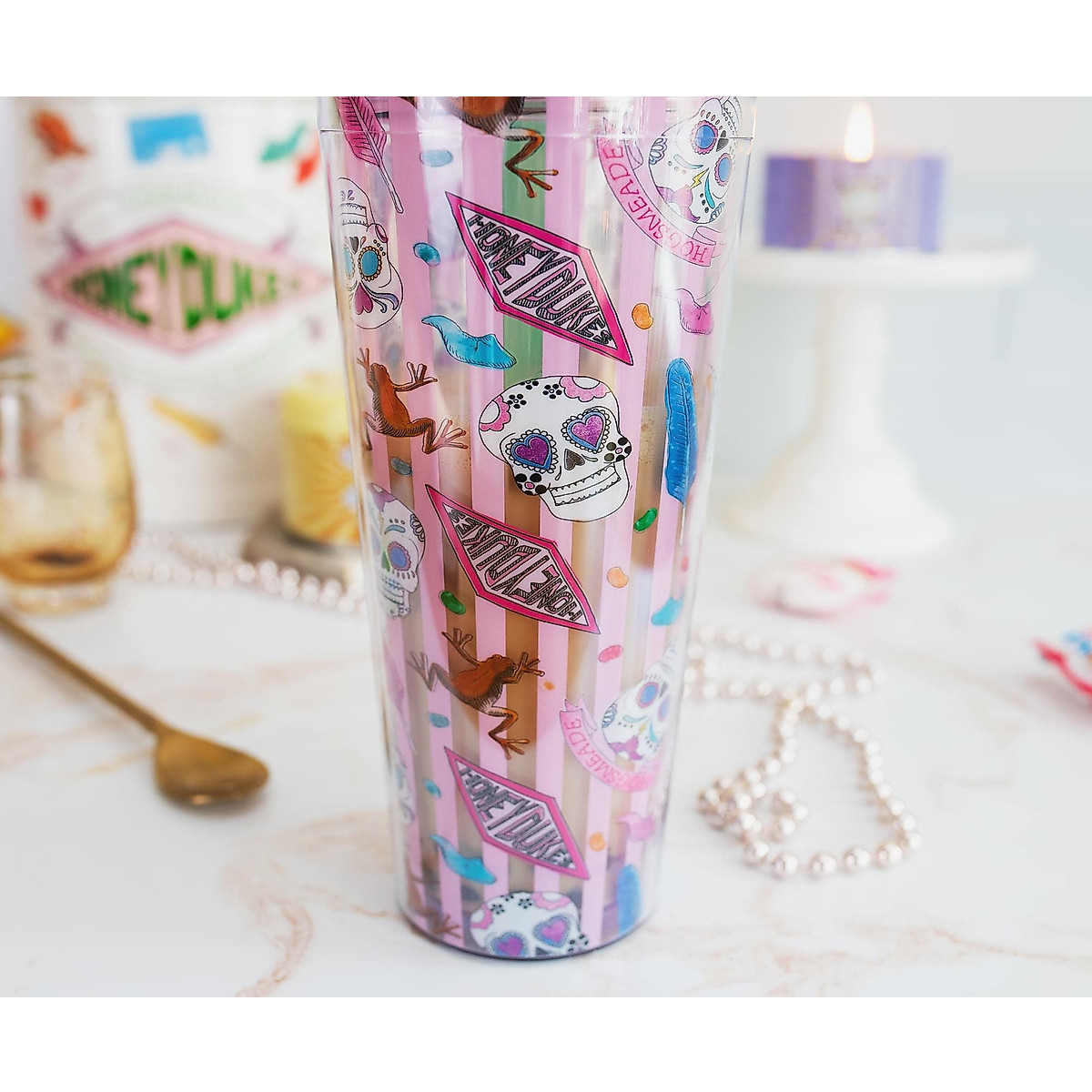 Silver Buffalo Harry Potter Honeydukes Icons Carnival Cup with Lid and Straw | Holds 24 Ounces