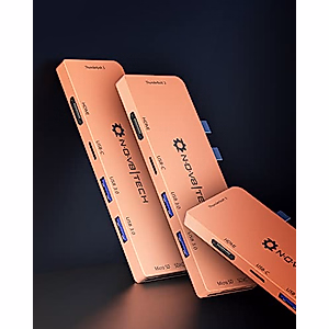 Nov8tech USB C Hub for MacBook Pro & Air M1/M2/M3 2023/2022-2016 - 7 in 2 USB C to C Adapter, Multi Port Dongle for High-Speed Data Transfer Upto 5Gbps - 4K HDMI Adapter for Laptop (Gold)