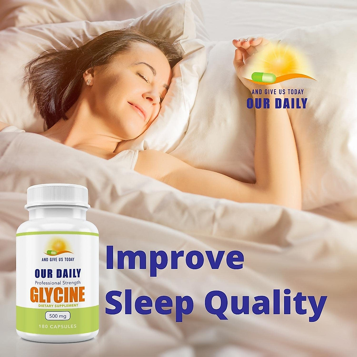 Our Daily Vites Glycine Supplement - Pure 500mg Amino Acid Supplement - 180 Capsules