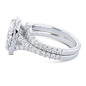 Kobelli Round G-H Moissanite Cushion Halo Bridal Wedding Set 4 CTW 14k White Gold, 7.5