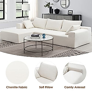 Oversized Modular Sectional Sofa with Reversible Chaise & Thick Cushion, Modern Chenille Upholstered L Shaped Cloud Couch, Comfy Deep Seat Corner Sofa&Couch Sofabed for Living Room Furniture Set