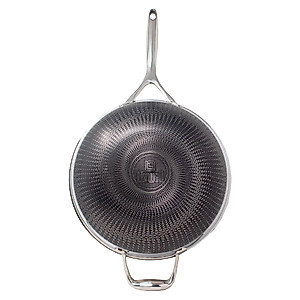 LIVWELL DiamondClad 12-inch Nonstick Hybrid Wok - Home and Kitchen Gift - Stainless Steel Wok Stir Fry Pan - Dishwasher and Oven Safe - Honeycomb Wok - PFOA-free - Honeycomb Cookware - Bundle