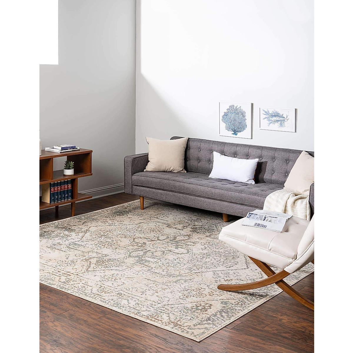 Unique Loom Tuareg Collection Area Rug - Sandstorm (8'Square, Multi/ Gray)