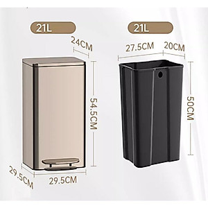 zktoermn Bathroom Trash Can with Lid, Fingerprint Resistant Foot Pedal Garbage Can Removable Liner Bucket for Home, Kitchen, Laundry Room, Office, Bedroom (Color : Gold, Size : 21L)