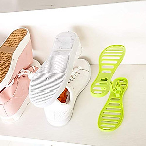 zhppac Shoe Organizer Shoe Storage Box Wall Mounted Shoes Rack Shoe Racks Space Saver Hanging Shoe Storage Racks Plastic Shoe Slots Double Shoe Slot green