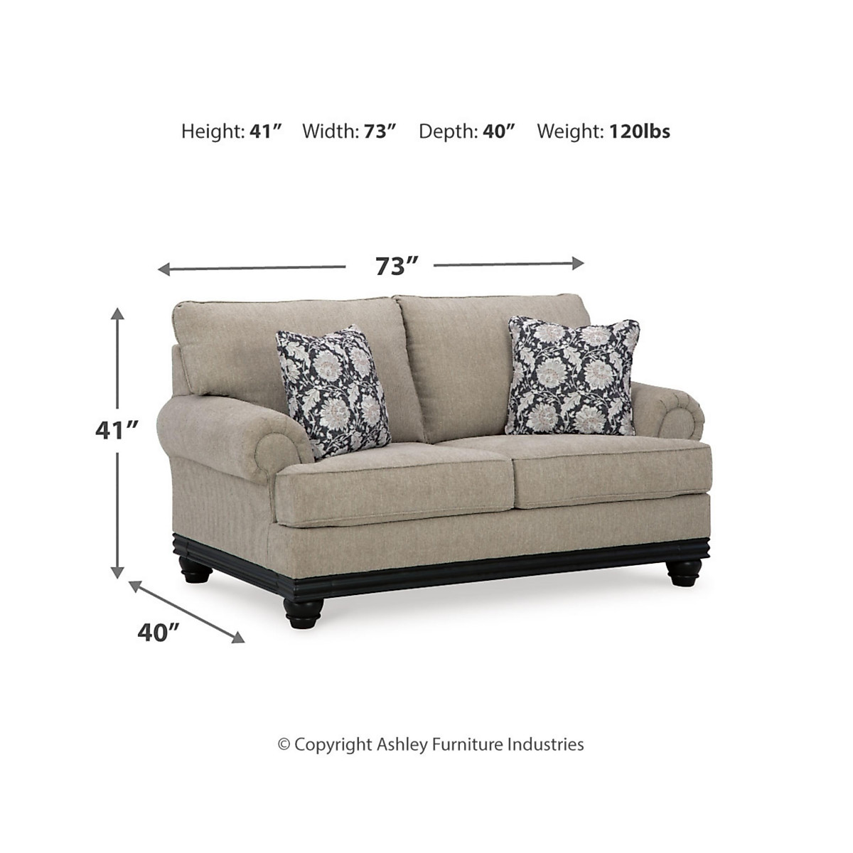 Signature Design by Ashley Elbiani Classic Loveseat for Living Room, Light Gray