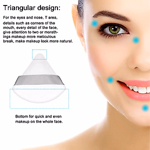 12 Pieces Cosmetic Powder Puff,2.76 inch Portable Soft Sponge Setting Face Puffs,Triangle Velvet with Ribbon Band Handle for Loose Powder Body Powder Makeup Tool