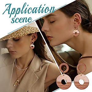 UNICRAFTALE 20pcs Tan Ring Walnut Wood Stud Earrings with 30pcs Plastic Ear Nuts Stud Earring Findings with Stainless Steel Pin Ear Studs with Hole for DIY Earring Jewellery Making