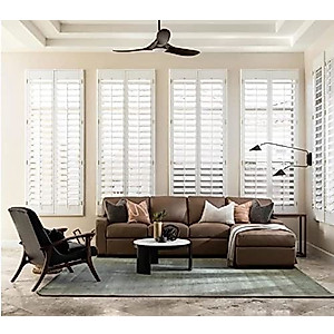 Monte Carlo 3MNLR56BKD-V1 Minimalist Mid-Century Energy Star 56" Outdoor Ceiling Fan with LED Light and Remote, 3 Hand Carved Balsa Wood Blades, Matte Black