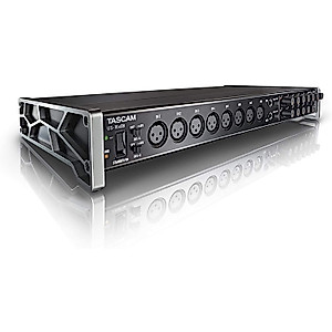 Tascam US-16x08 Rackmount USB Audio/MIDI Interface with Pro Headphone and Pair of EMB XLR Cables and Gravity Magnet Phone Holder Bundle
