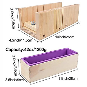 Loaf Soap Making Cutting Kit,Silicone Soap Making Liner Adjustable Wood Box with Stainless Steel Wavy+Straight Cutter for DIY Soap Making