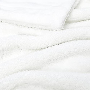 TILLYOU Reversible Plush Sherpa Fleece Baby Blanket for Boys, Girls, Kids, Toddler, Infant, Newborn, 40”x50” - Fuzzy Fluffy Warm Throw Blanket for Toddler Bed, Crib, Stroller, Bassinet, Pet, White