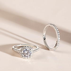 JALOKIVI 1.2CT 925 Sterling Silver Engagement Rings for Women Cushion Cut Halo Cubic Zirconia Promise Rings for Her Size 7