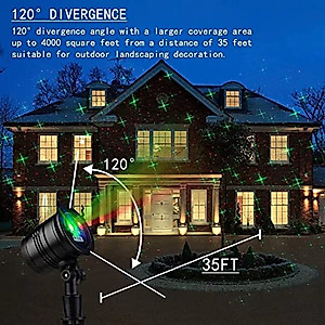 Christmas Projector Lights, Led Waterproof Christmas Laser Lights Landscape Spotlight Red and Green Star Show with Remote Decorative for Bedroom Outdoor Garden Patio Wall Holiday Party