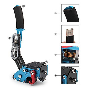 YESHMA 64 Bit USB Handbrake PC Handbrake & Non-Contact Plus Hall Sensor Compatible With G25/27/29/920 T500 T300,Professional Gaming Peripherals using for Racing Games(Blue without Clamp)
