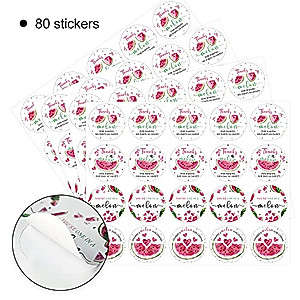 80 Watermelon Thank You Stickers, Watermelon Baby Shower Birthday Party Sticker, You’re One in a Melon Stickers(2 Inch)