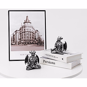 BOIHEGU Gargoyle Statue 5 inch for Halloween Gothic Decoration, Gargoyle Keep Away Negative Visitors, Miniature Monster Guardian Gargoyle Statue for Front Porch Garden Patio Yard Lawn Decorations