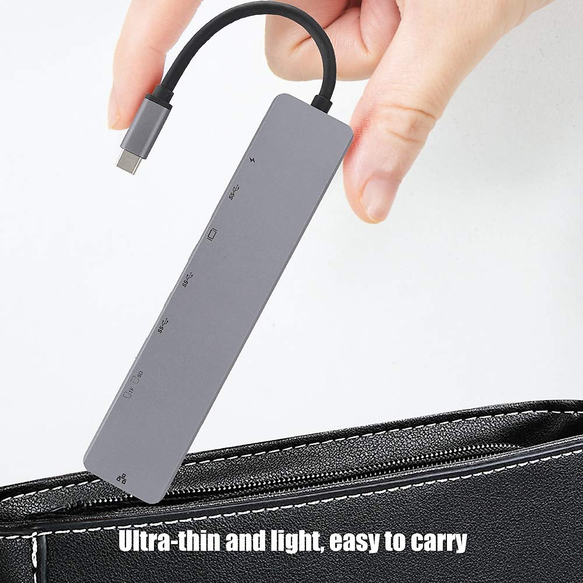 8 in 1 HUB, USB3.0 HDMI HUB Multiport Adapter, Plug-and-Play Memory Card Reader for Laptop with Aluminum Alloy Case.