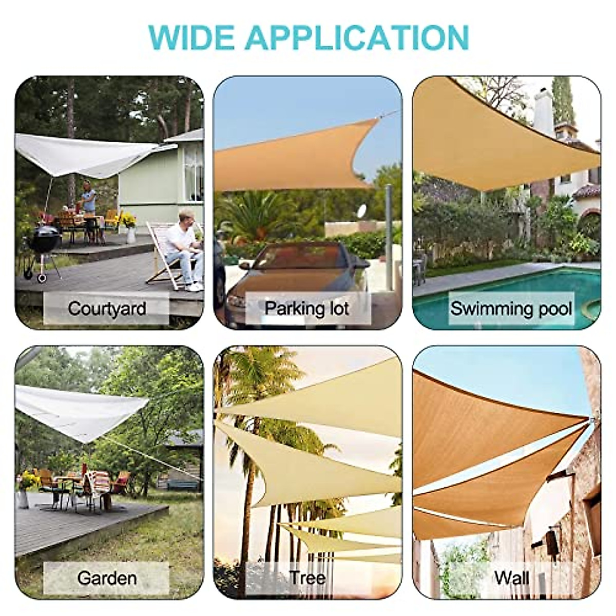HOMPER Shade Sail Hardware Kit, Stainless Steel Sun Shade Hardware Kit Rectangle 6 inch, Heavy Duty Sun Shade Sail Fixing Accessories Awning Attachment Set for Garden Patio Outdoor