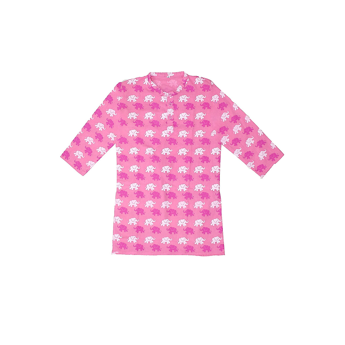Chandrakala Kids Kurta Set for Boys Indian Printed Ethnic Wear, Pink-White,6-7 Years (KK104PIN7)