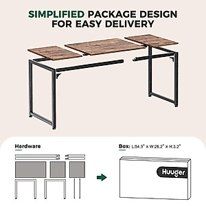 Huuger Computer Desk, 70 Inch Office Desk, Gaming Desk with Storage, Writing Desk Work Desk for Home Office, Study, Long Simple Desk, Large Legroom, Metal Frame, Rustic Brown