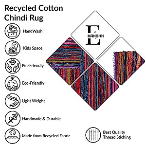 Ekakshx Multi Color Chindi Rag Rug 4X6'| Hand Woven Rug & Reversible Runner Rug | Recycled Cotton Colorful Chindi Rug for Living Room Kitchen | Rustic Rug | Runner Rugs (4 * 6 Feet, Purple Color)