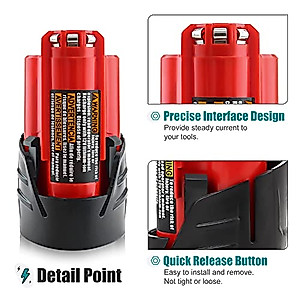 2Packs 3.0Ah 12 Volt 48-11-2430 Replacement Battery Compatible with Milwaukee 12V Battery Lithium 48-11-2430 48-11-2420 48-11-2425 48-11-2401 48-11-2402 48-11-2440 48-11-2460 Cordless Power(Orange)